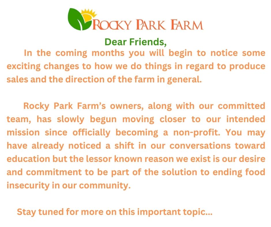 Moving Into Our Mission - Rocky Park Farm